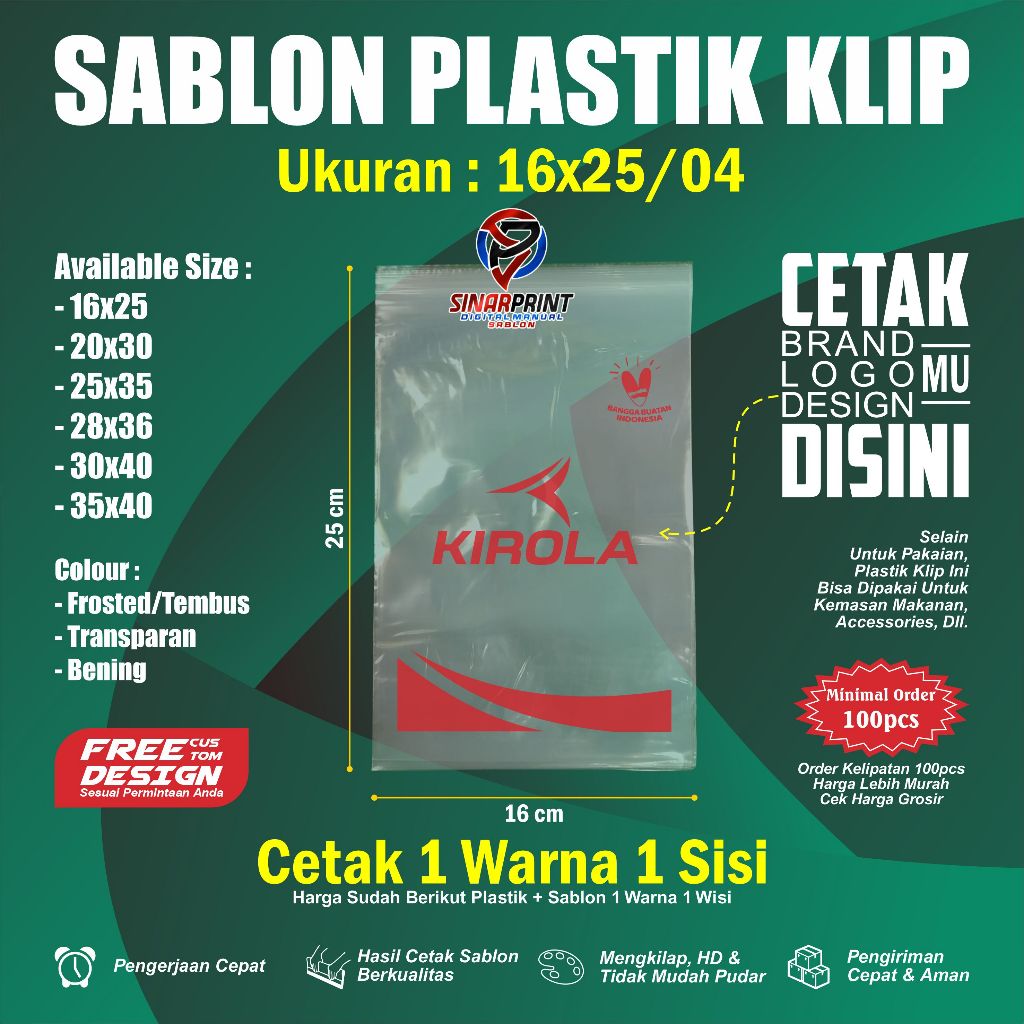 Jual Sablon Plastik Packing Olshop Ziplock Klip 16x25 Tanpa Plong Untuk ...