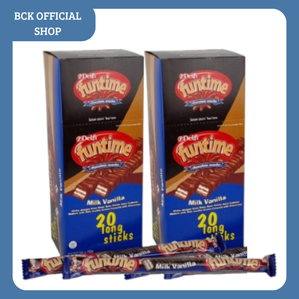 Jual Funtime Milk Vanilla Delfi Long Chocolate Snack [ BOX ] | Shopee ...