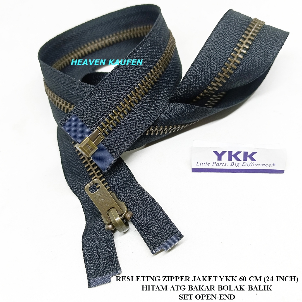 Jual Resleting Zipper Ritsleting Jaket YKK 60 cm atau 24 inch Type Gigi Besi Hitam ATG Bakar ...