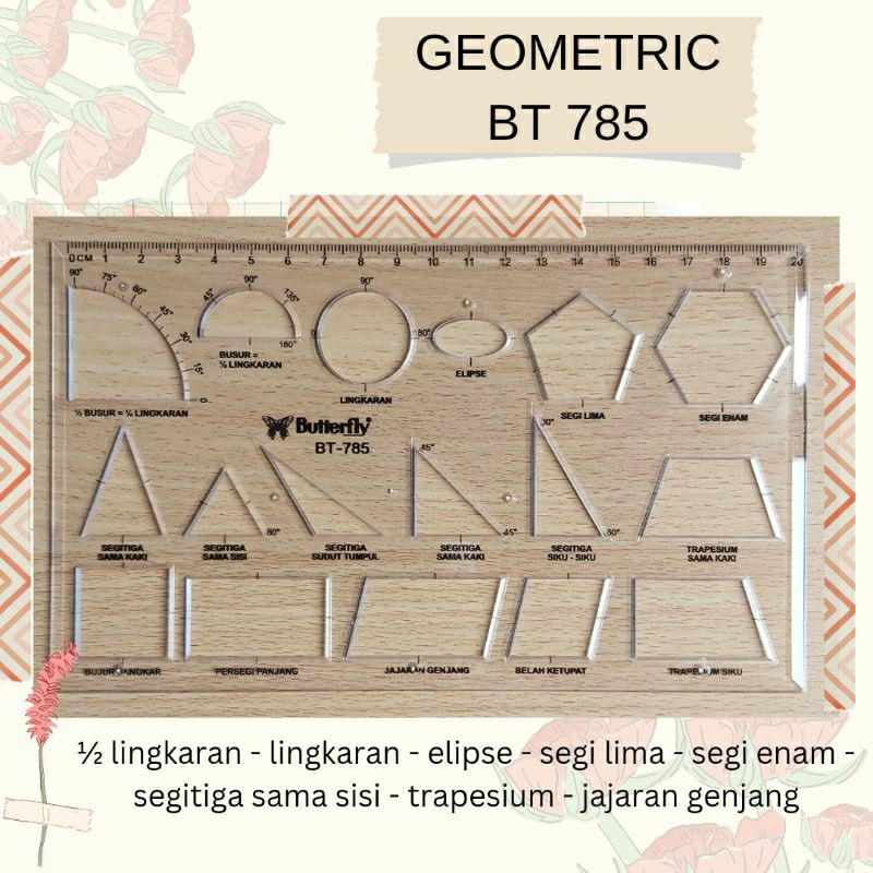 Jual KANAMI | Penggaris Template Geometri Rulers Segitiga, Persegi ...