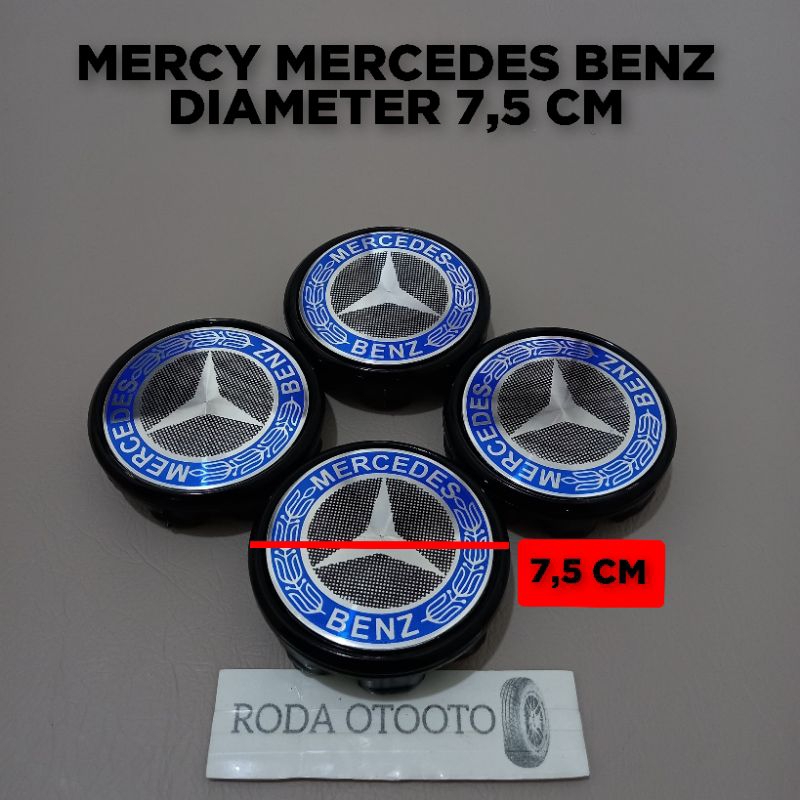 Jual Dop roda tutup velg mobil MERCY MERCEDES BENZ biru hitam diameter ...
