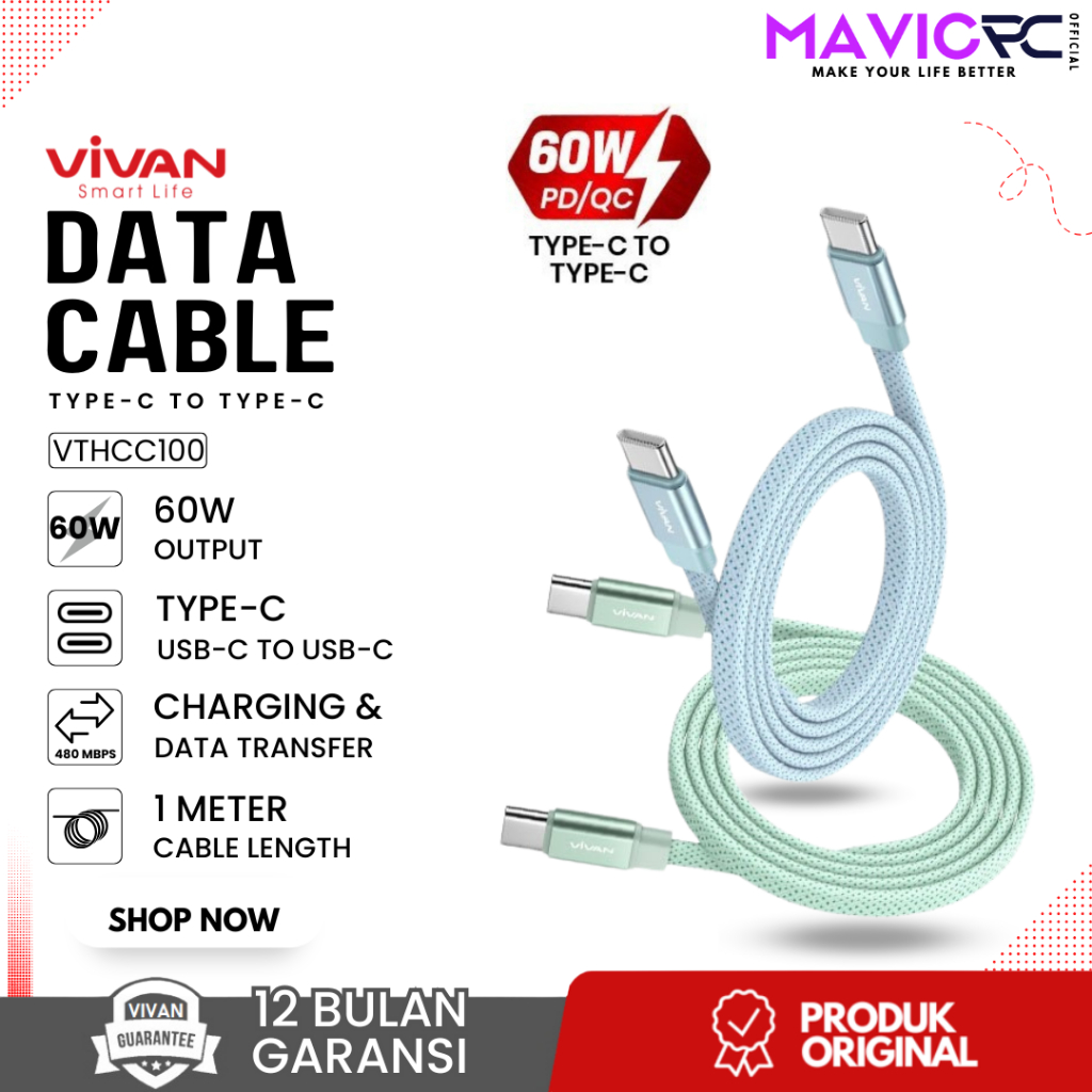 Jual VIVAN VTHCC100 Kabel Cable Data Super Tipis Series PD QC3.0 Fast ...