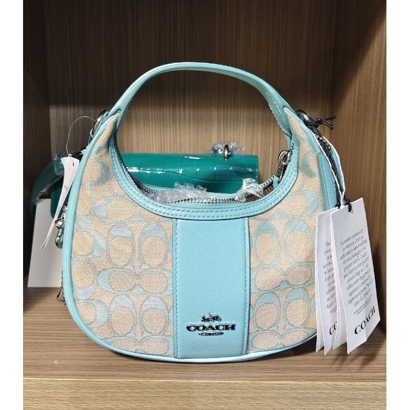 Jual TAS COACH CARMEN MINI CROSSBODY IN SIGNATURE JACQUARD FADED BLUE ...