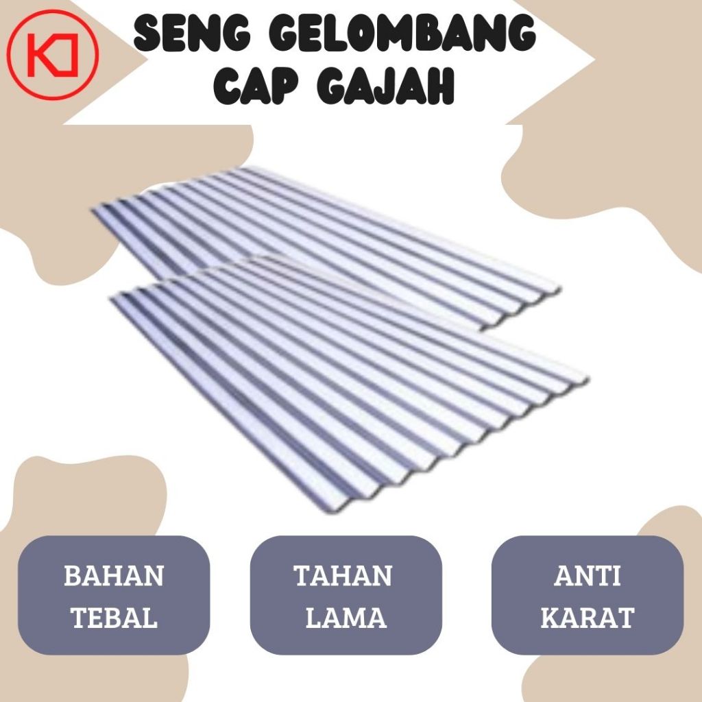 Jual ATAP SENG GELOMBANG CAP GAJAH 0.3X80X300 (HARGA / LEMBAR) | Shopee ...