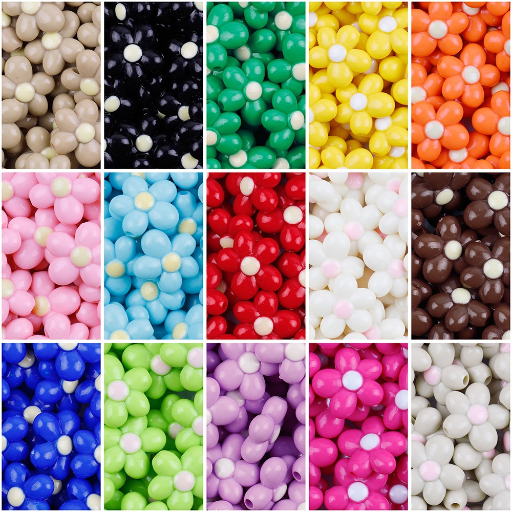 Jual Manik-manik Bunga Kecil Warna Solid Akrilik Manik-manik Bunga Lima ...