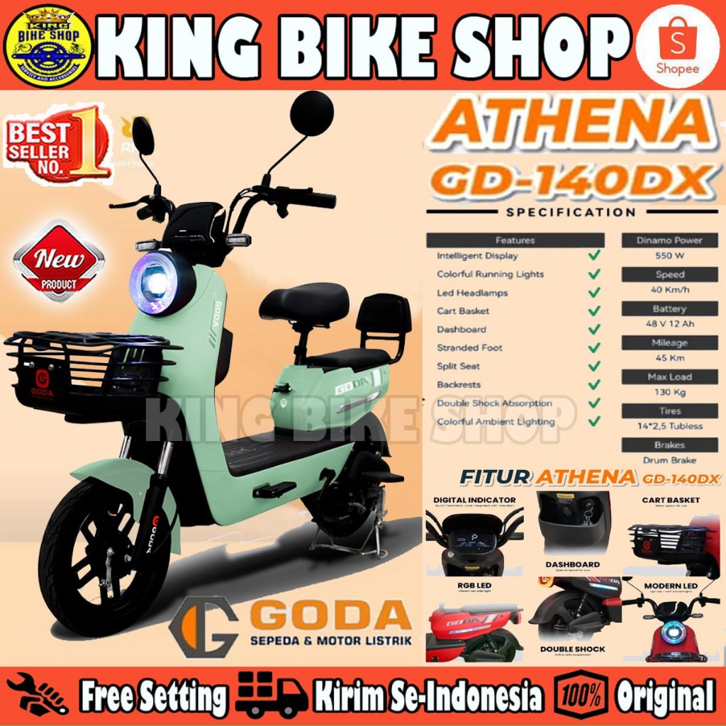 Jual Sepeda Listrik GODA ATHENA 140 DX 550 Watt Electric E Bike ...