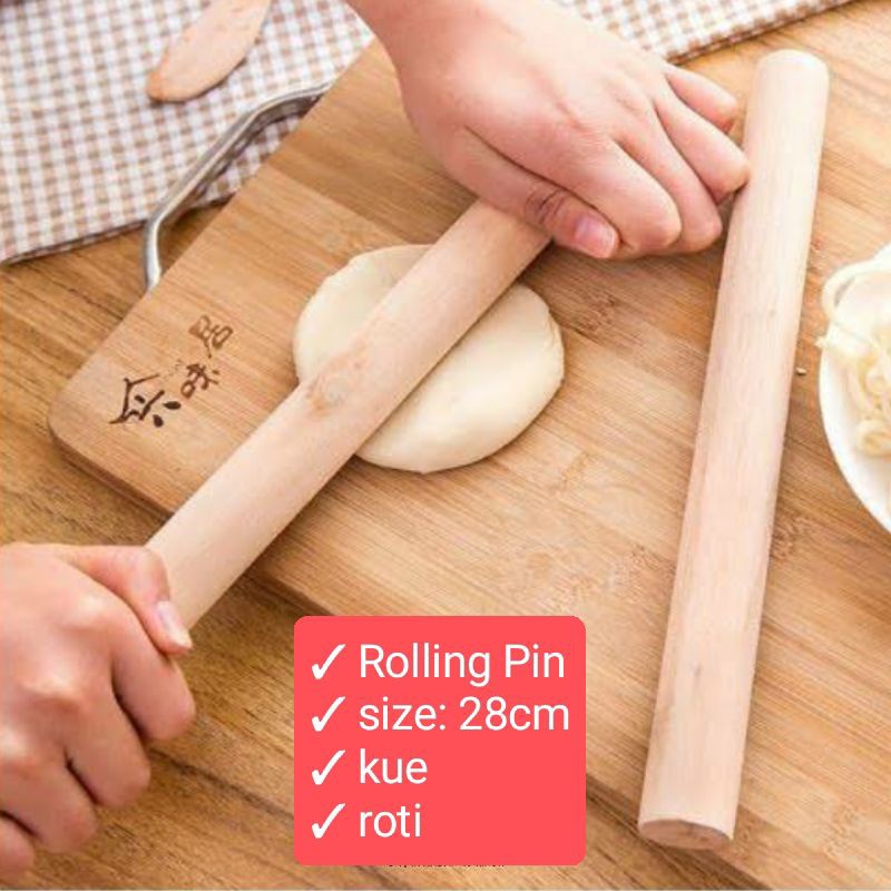 Jual ROLLING PIN Adonan 28cm Kue Roti Tepung (KAYU)/ Alat Penggiling ...