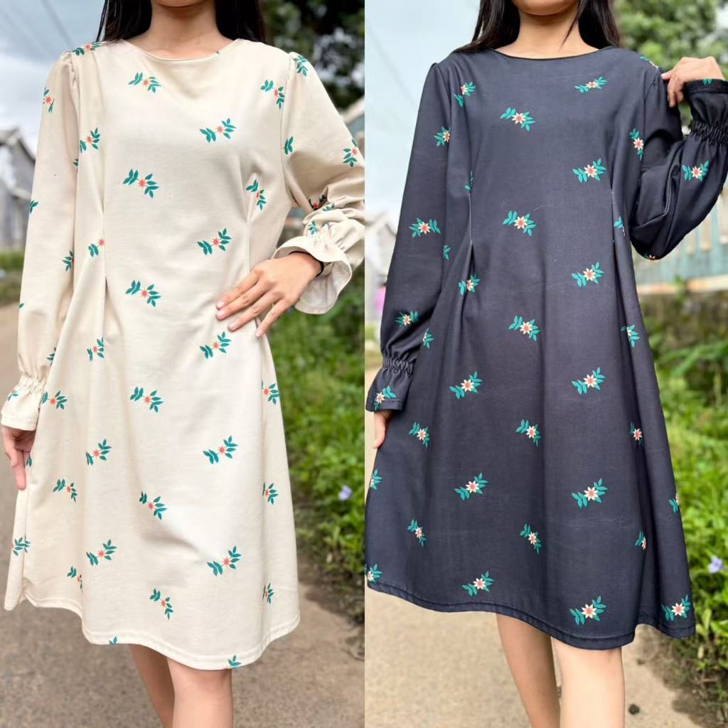 Jual First Girl-New Floral Women’s Midi Dress dress bunga dress motif ...