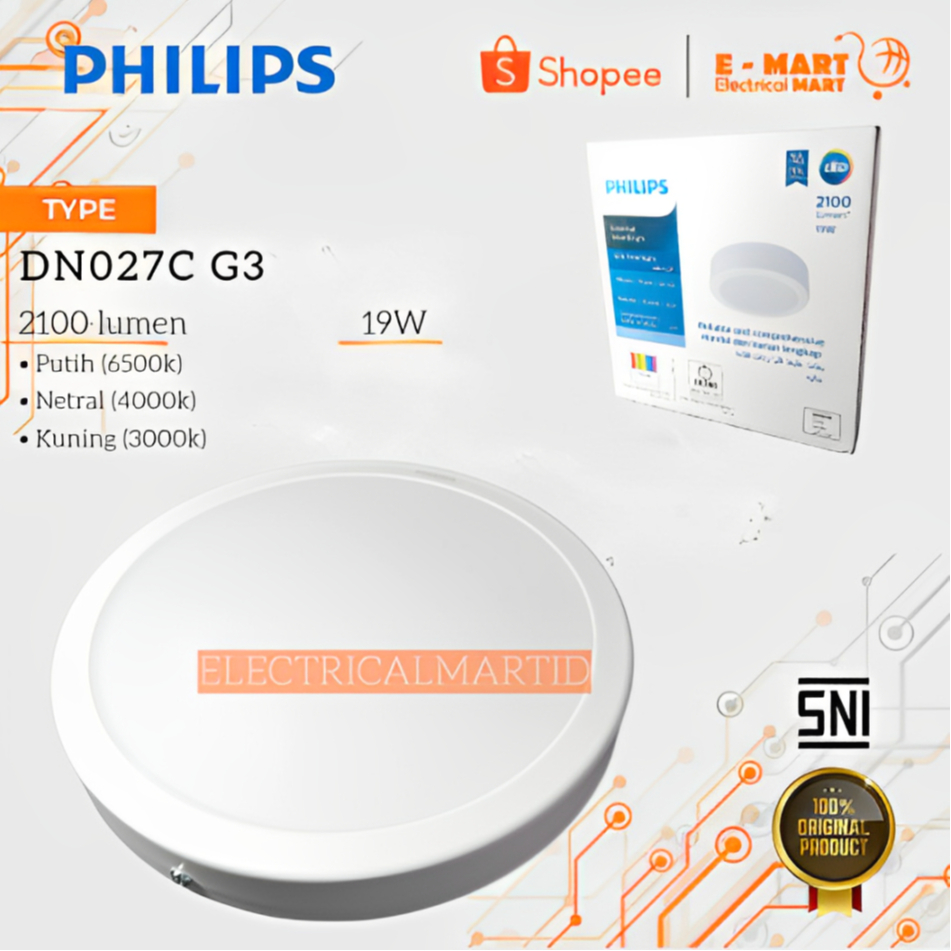 Jual Downlight LED PHILIPS DN027C G3 19W Outbow 220V-240V 8inch ...