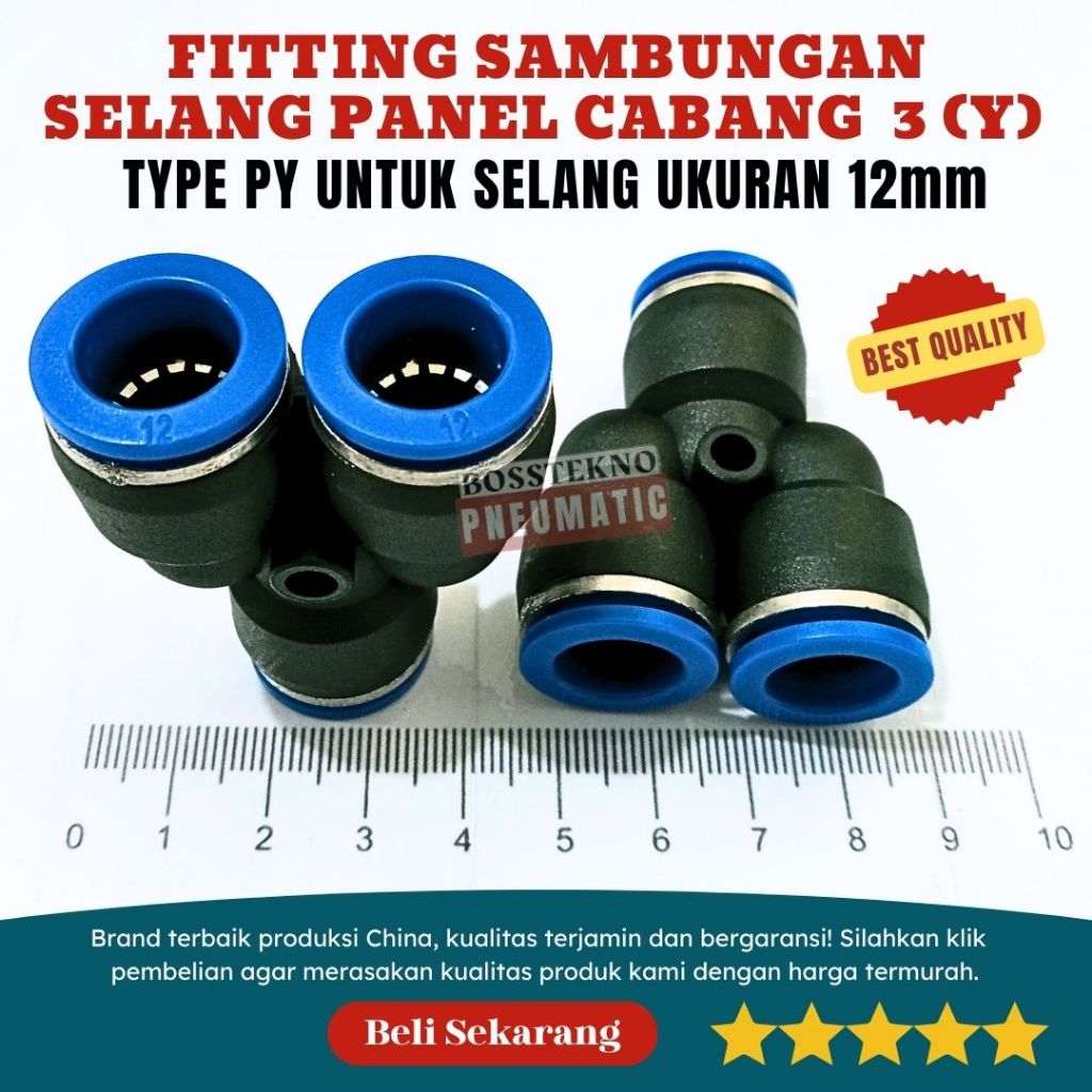 Jual FITTING PY 12mm SAMBUNGAN CABANG Y 3 JALUR UKURAN 12mm SLIP LOCK TEKANAN 10 bar | Shopee ...