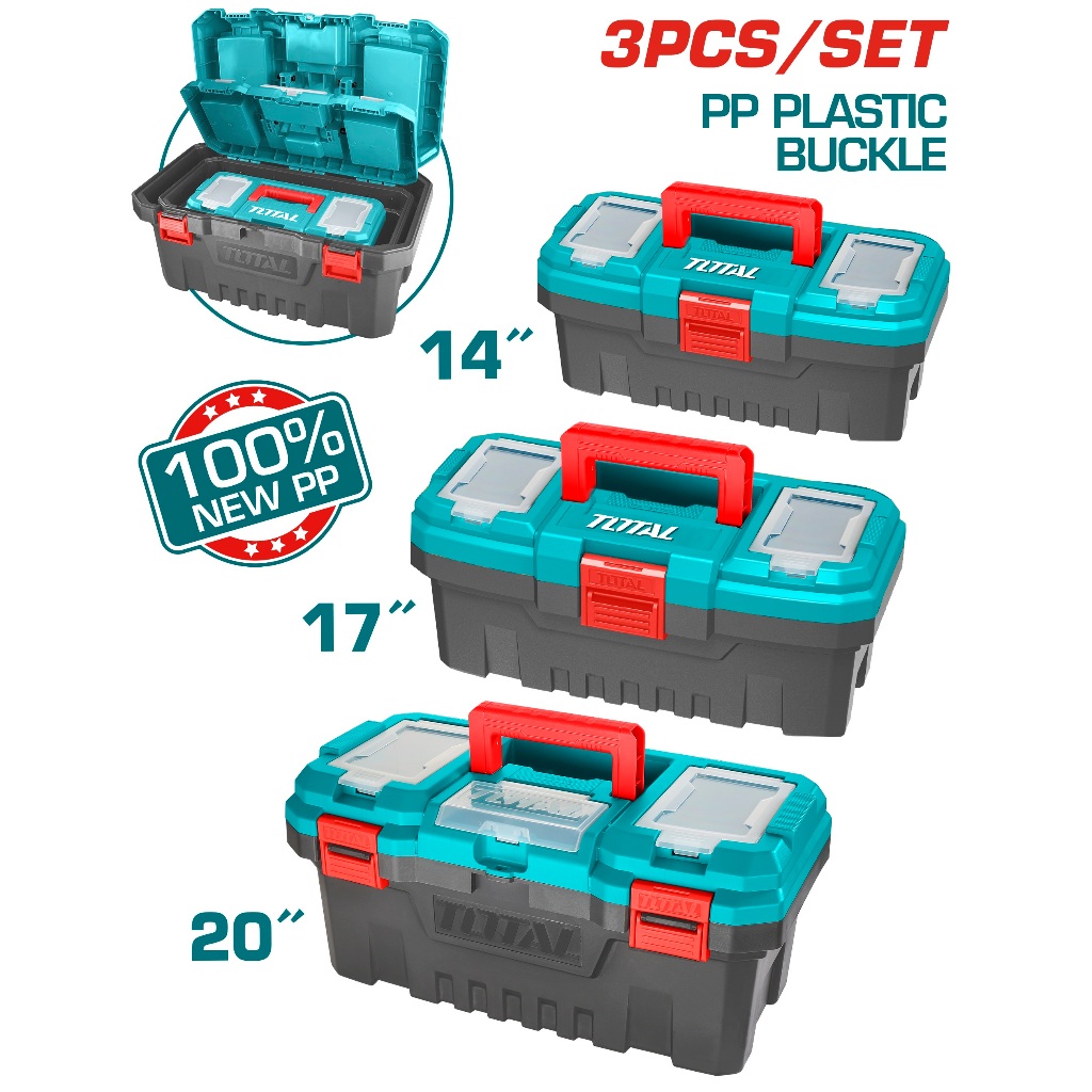 Jual TOTAL Tool Box Plastik Besar Toolbox Kotak Perkakas Storage Peyimpanan Alat Tukang 3 Pcs ...