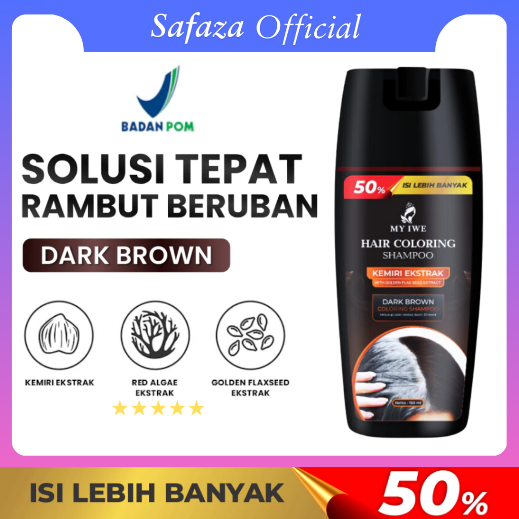 Jual My Iwe Hair Coloring Shampoo Sampo Penghitam Rambut Uban Permanen ...