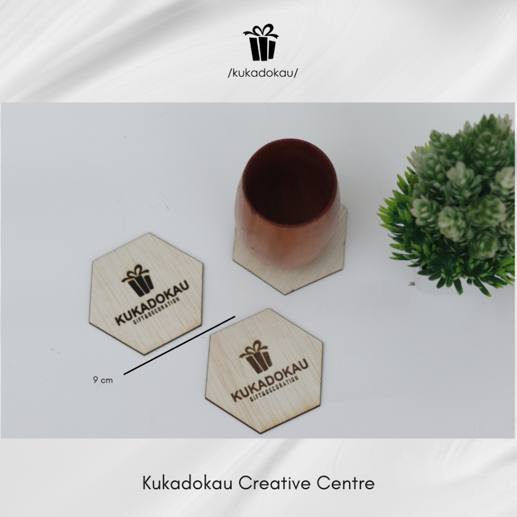 Jual Kukadokau - Coaster Kayu Hexagonal Grafir | Tatakan Gelas Gratis ...
