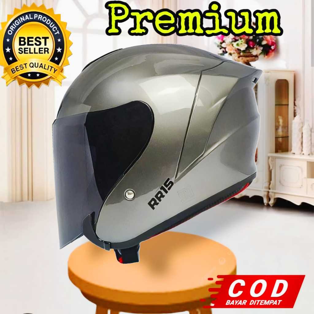 Jual Helm Half Face Dewasa MLA production RR15 Solid Gorila-Grey Kaca ...