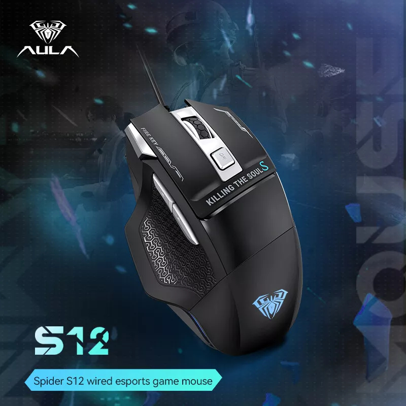 Jual AULA Mouse Gaming S12 Wired Professional Office Mouse RGB 4800DPI ...