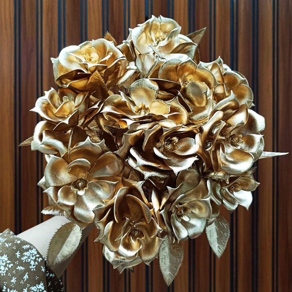 Jual Artificial Gold Rose Bunga Mawar Emas Premium Bunga Rose Eid ...