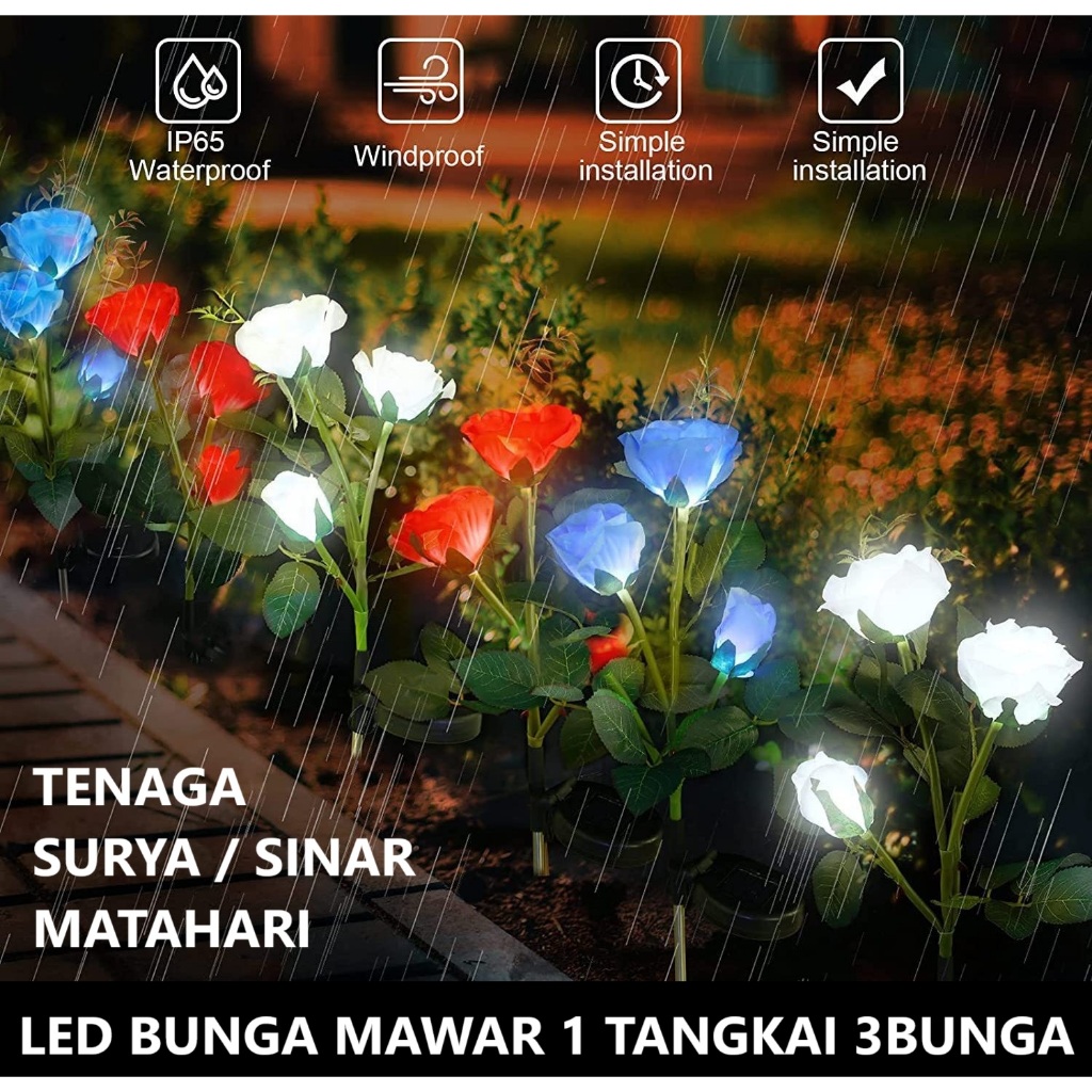 Jual LED Rose Flower Bunga Mawar tenaga surya sinar matahari original ...