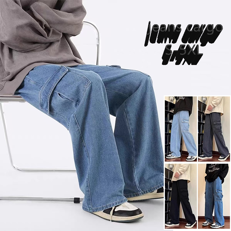 Jual celana cargo panjang jeans pria baggy pants kargo jens gombrong korean style cowok | Shopee ...