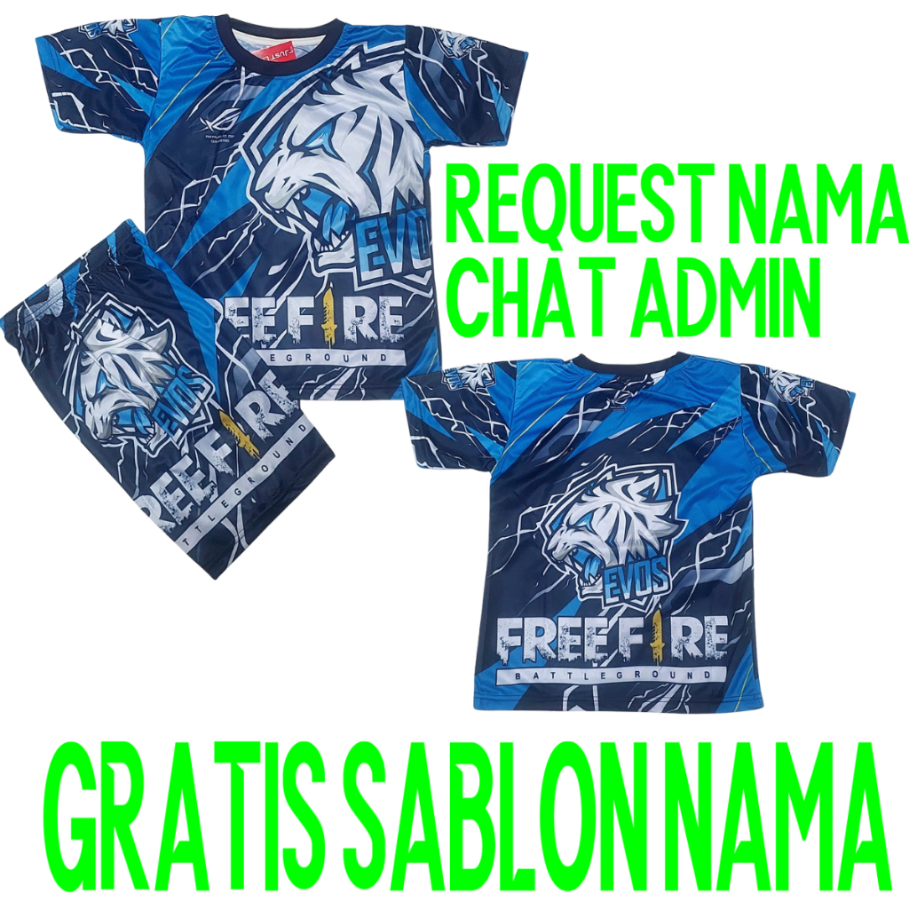 Jual baju free fire EVOS full printing size 10-20 | Shopee Indonesia