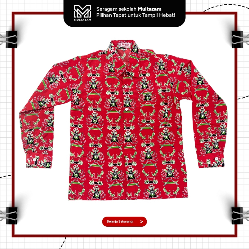 Jual Baju Seragam Batik SD & MI Panjang warna Merah Hijau | Shopee ...