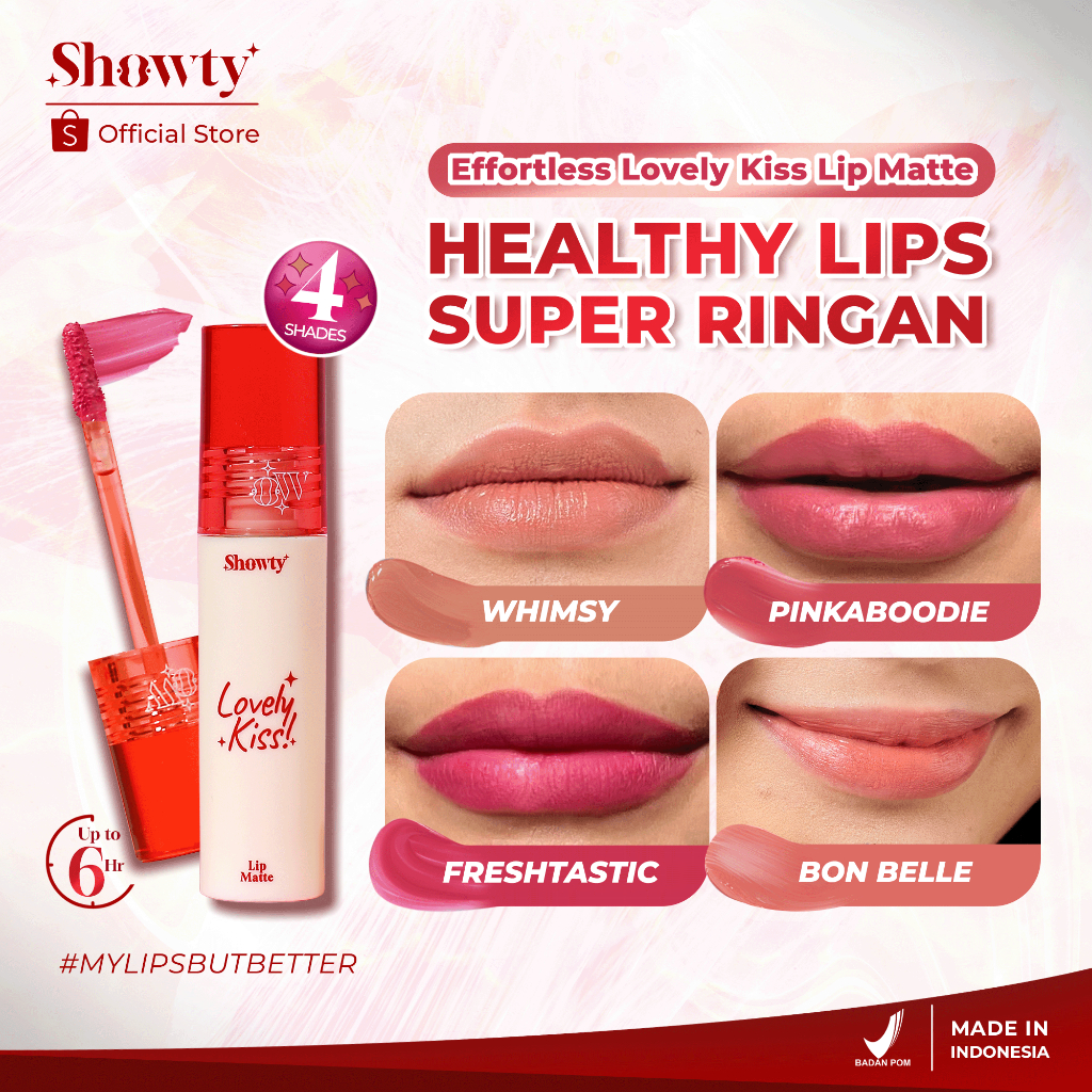 Jual SHOWTY Effortless Lovely Kiss Lip Matte | All Shade | UV Filter ...
