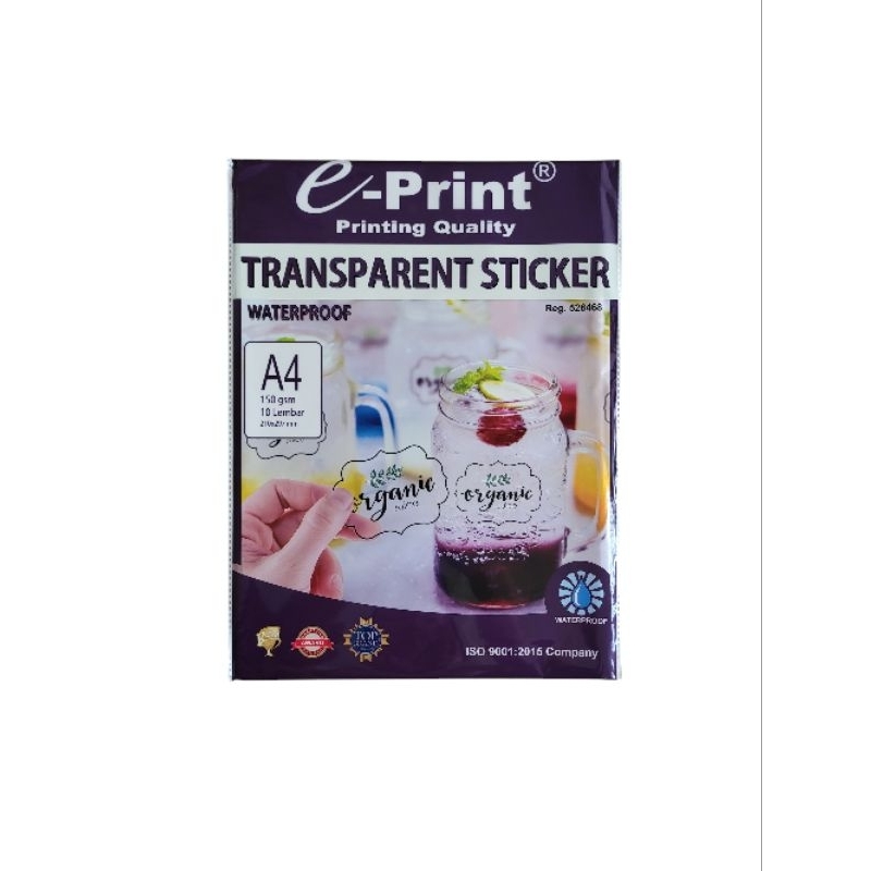 Jual E-Print Transparent Sticker A4 / Kertas Stiker Transparan Eprint ...