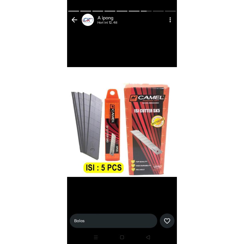 Jual Refil Pisau Cutter Besar/Isi Cutter Besar 10 pcs Camel Rating Toko ...
