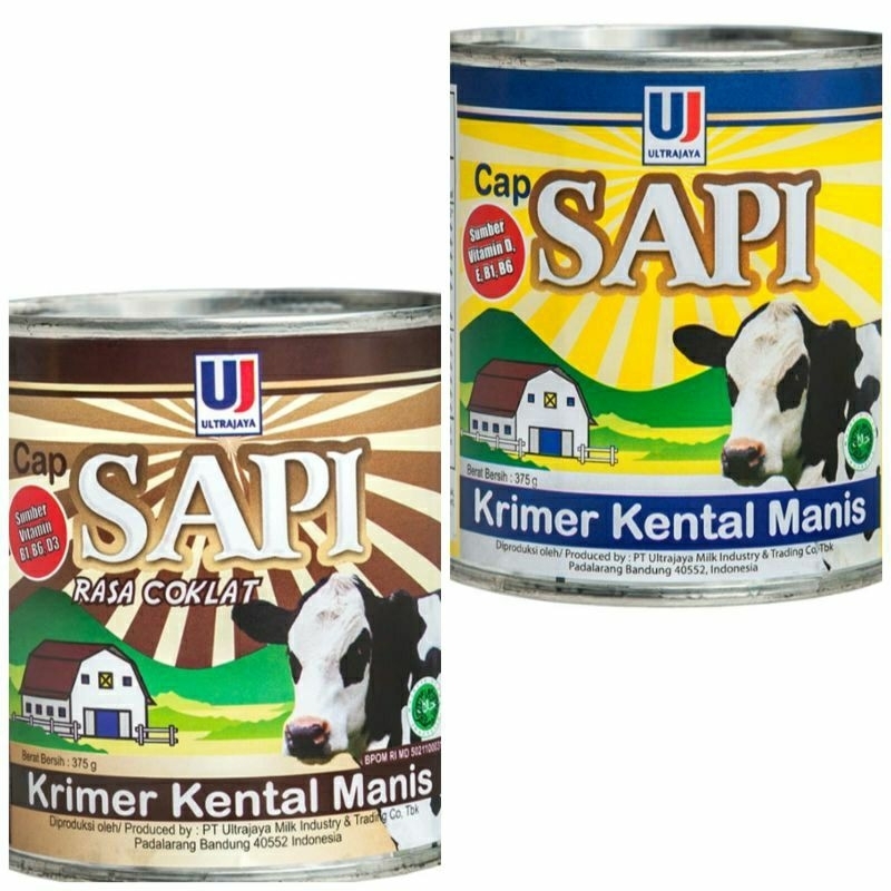 Jual Ultra Cap Sapi Krimer Kental Manis Cokelat / Putih Kaleng 375g ...