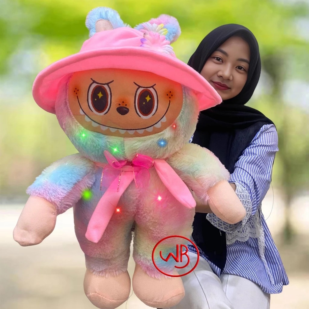 Jual ( Dengan Lampu LED ) boneka labubu the monster jumbo 50cm Bahan ...