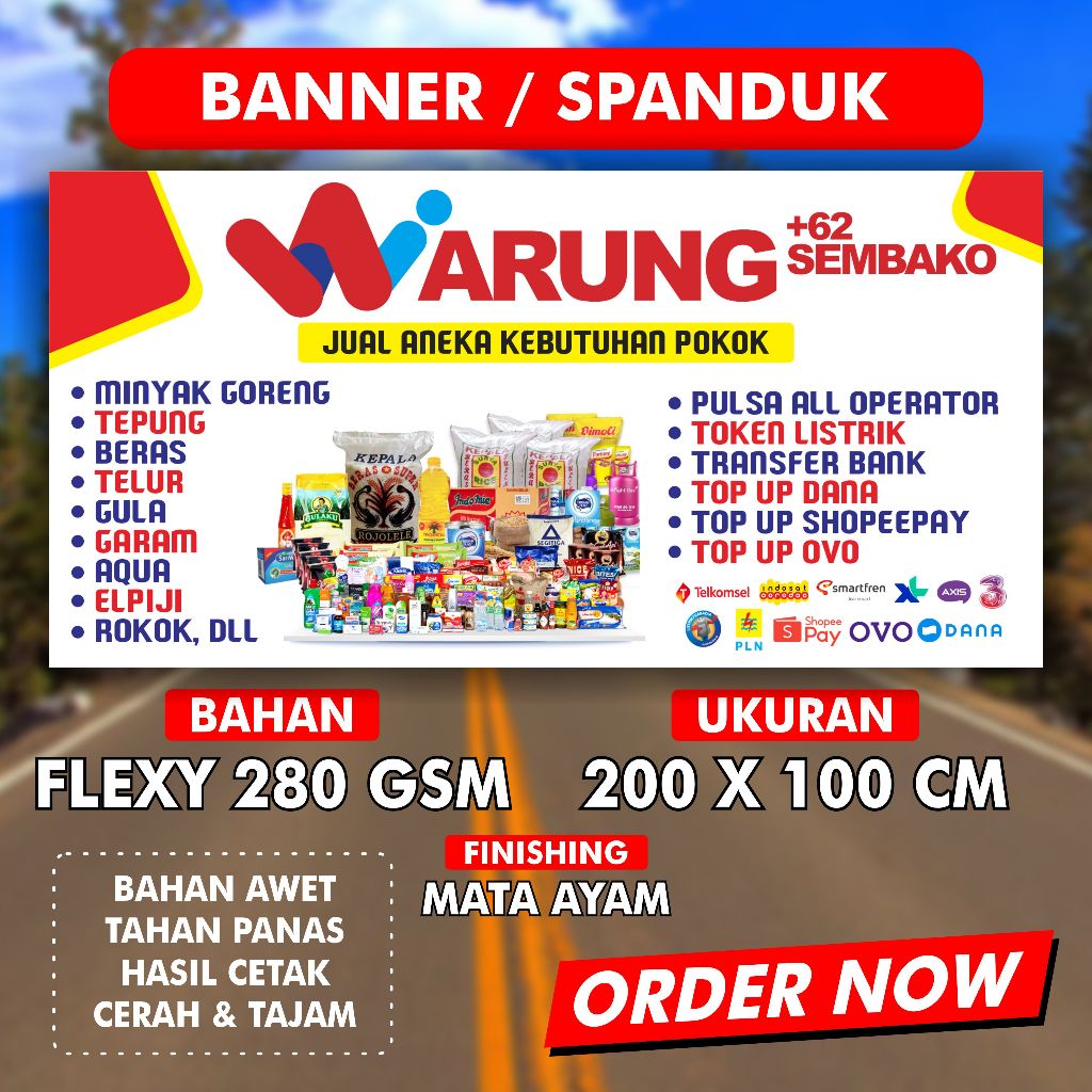 Jual Cetak Spanduk Warung / Toko Sembako / Toko Peracangan - ukuran 200x100 | Shopee Indonesia