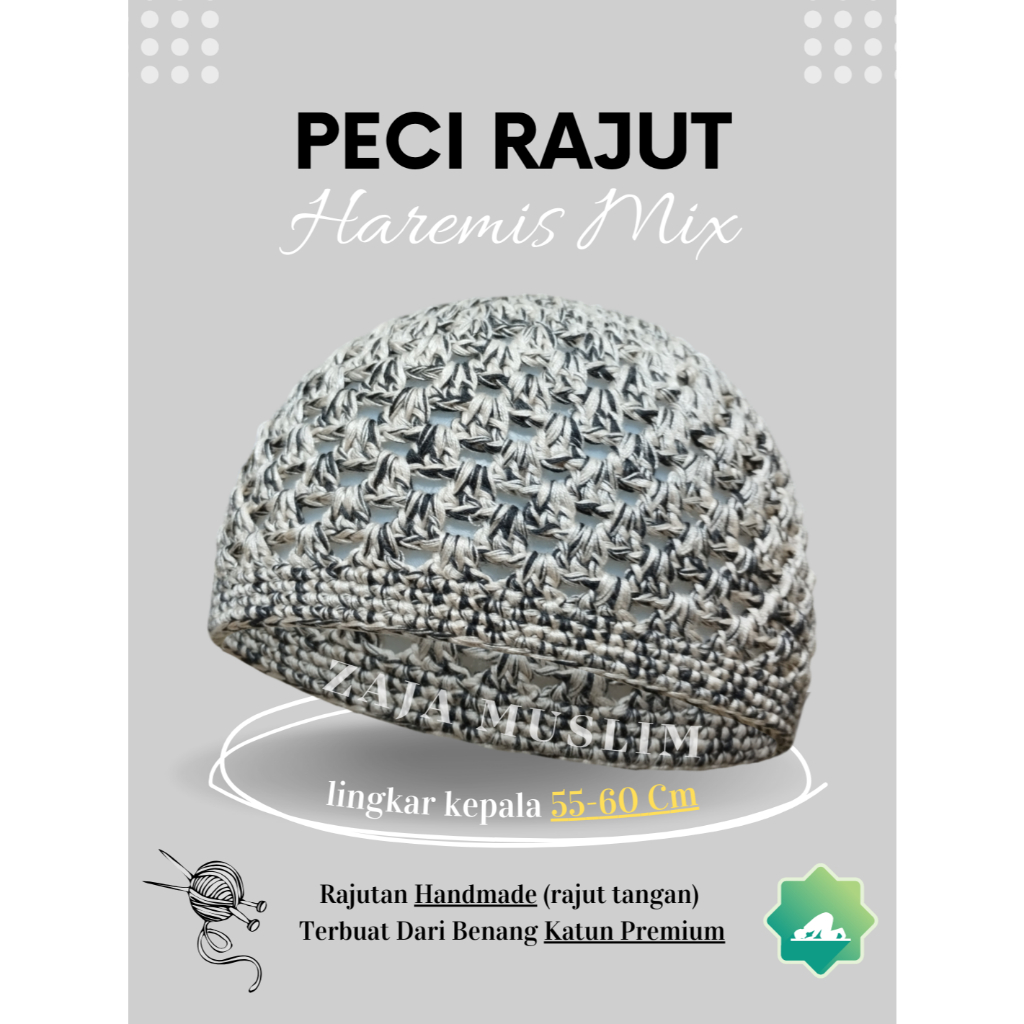 Jual Zaja - Peci Rajut Mix Haremis Tawon Premium Kopiah Rajut Haji ...