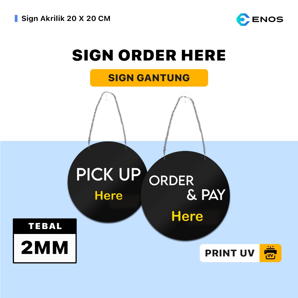 Jual SIGNAGE ORDER HERE PAPAN TANDA GANTUNG CAFE 20 X 20 CM | Shopee ...