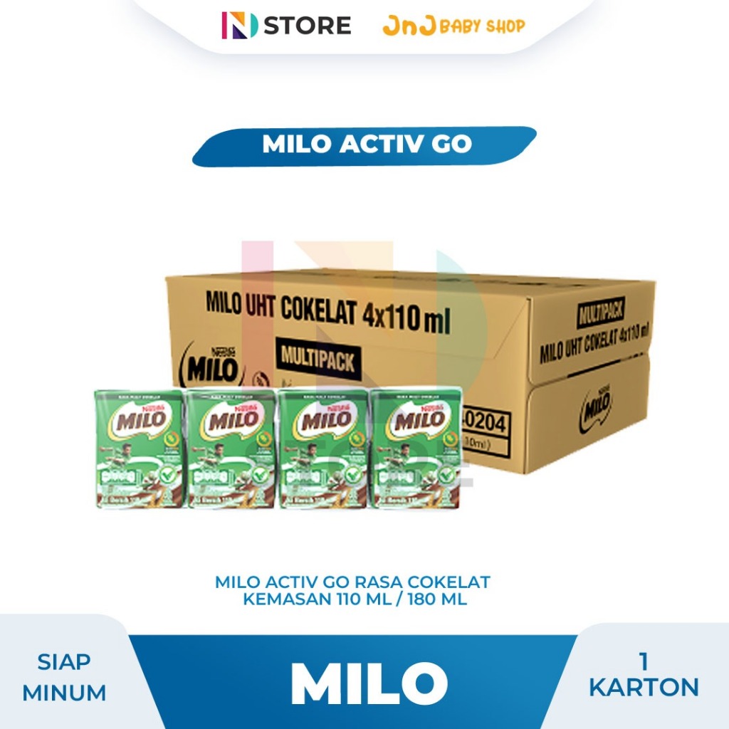 Jual Milo ACTIVE-GO Rasa Cokelat Kemasan 110ml/180ml 1 Karton Isi 36 ...