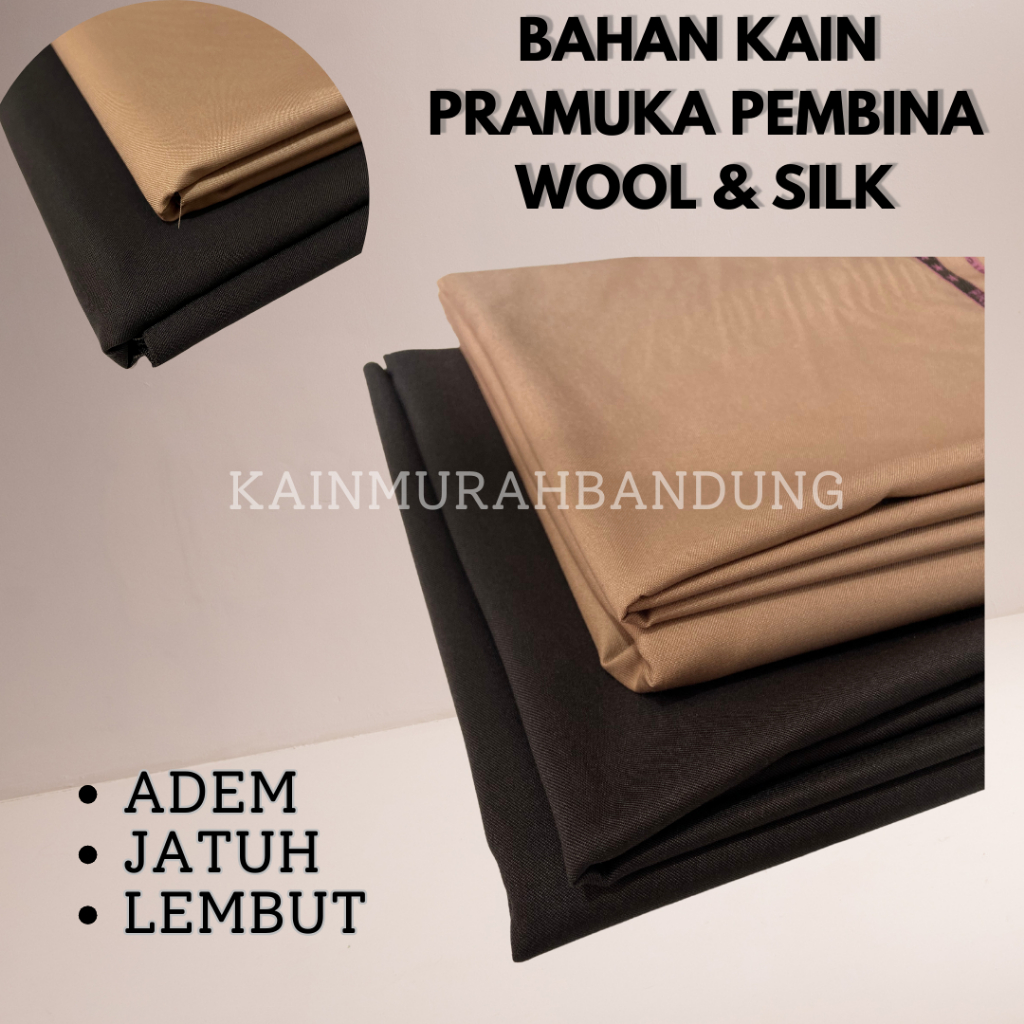Jual Bahan kain seragam pramuka wool and silk guru wanita/kain pramuka ...