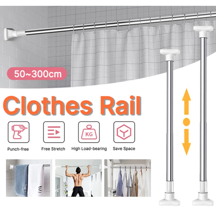 Jual Tiang Gantungan Pakaian Multifungsi 50-300cm Stainless Steel Clothes Rail/Tiang Pipa ...