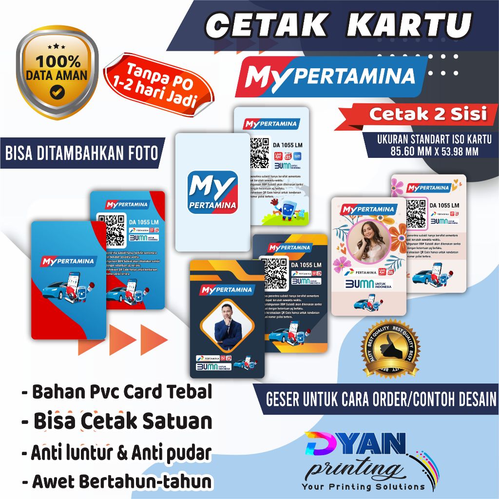 Jual CETAK KARTU MY PERTAMINA / BARCODE MY PERTAMINA CUSTOM, BAHAN PVC CARD TEBAL ANTI LUNTUR ...