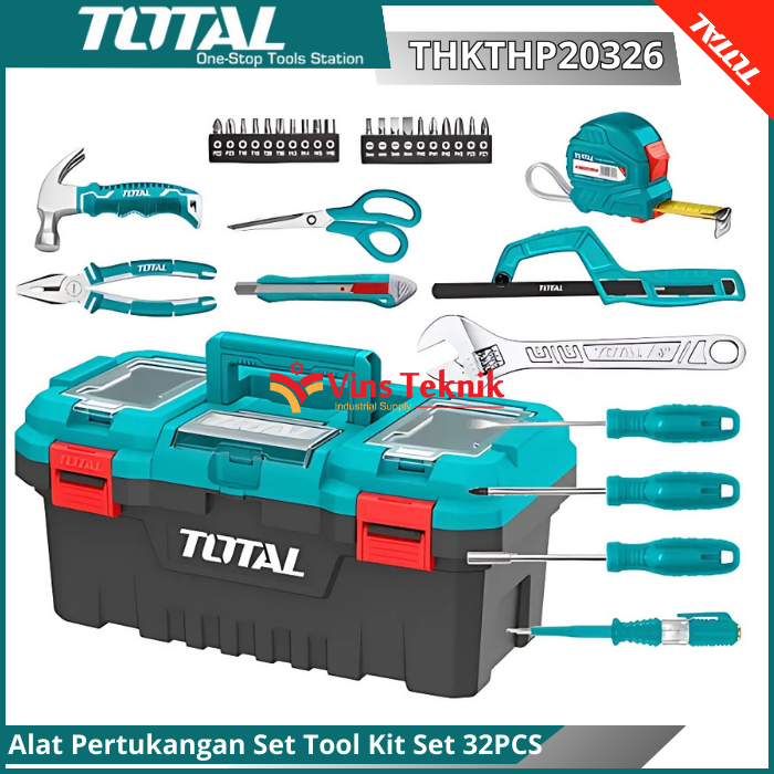 Jual Alat Pertukangan Set Tool Kit Set 32PCS Toolbox TOTAL THKTHP20326 ...