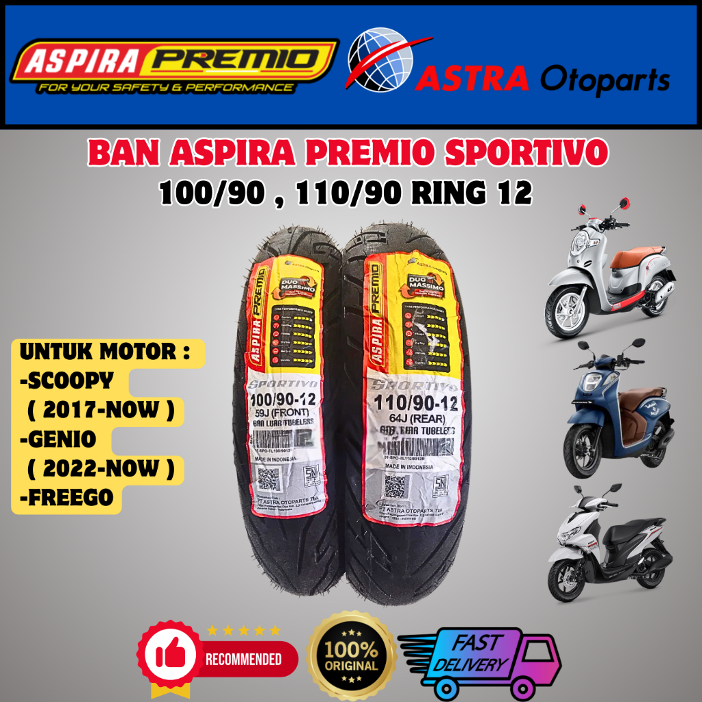 Jual BAN DEPAN & BELAKANG MOTOR SCOOPY NEW DONAT GENIO NEW FREGO ASPIRA PREMIO (100 90 & 110 90 ...