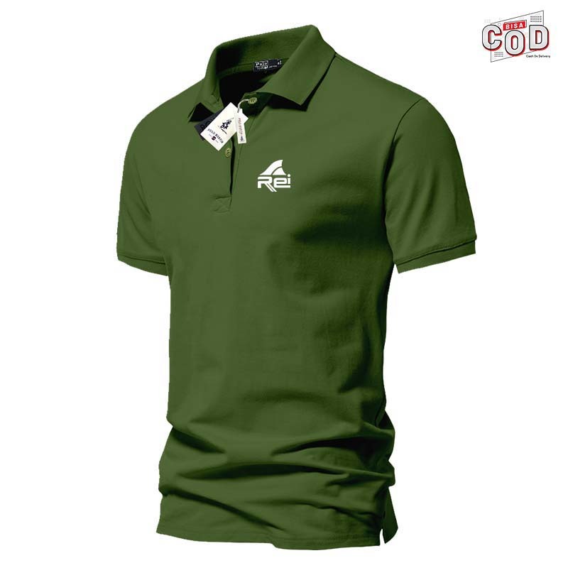 Jual COD T-shrit POLO kerah Rei Teks Logo Atas Kiri Putih Kaos Kerah Dewasa Shirt / Kaos Wangki ...