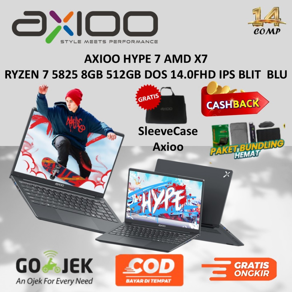Jual Laptop AXIOO HYPE 7 AMD X7 RYZEN 7 5825 8GB 512GB DOS/WINDOWS 14.0FHD IPS BLIT | Shopee ...