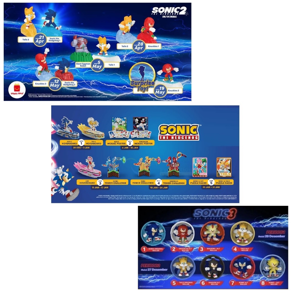 Jual Mainan Anak Hadiah Happy Meal Meals McDonald McD McDonalds Sonic 3 The Hedgehog Landak Toys ...