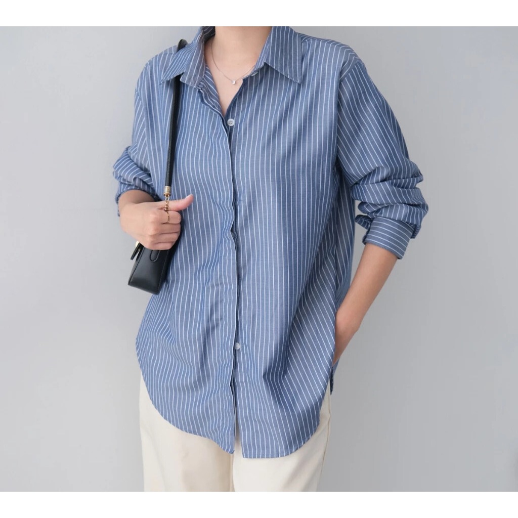 Jual SUZY SHIRT KEMEJA SALUR WANITA / ATASAN WANITA / ATASAN STRIPES ...