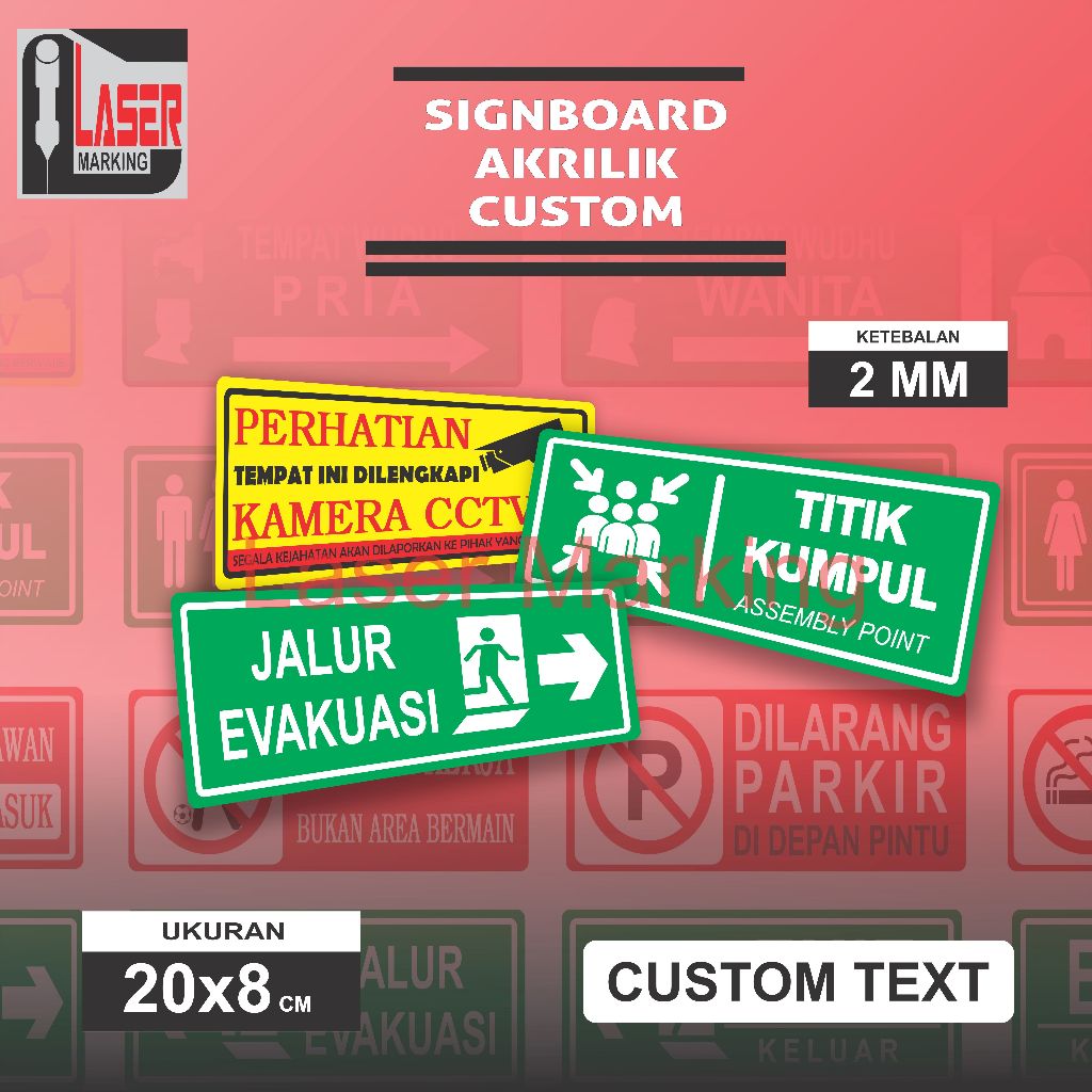 Jual SIGN BOARD AKRILIK LENGKAP MURAH 20X8 BISA CUSTOM TULISAN /SIGNAGE ...