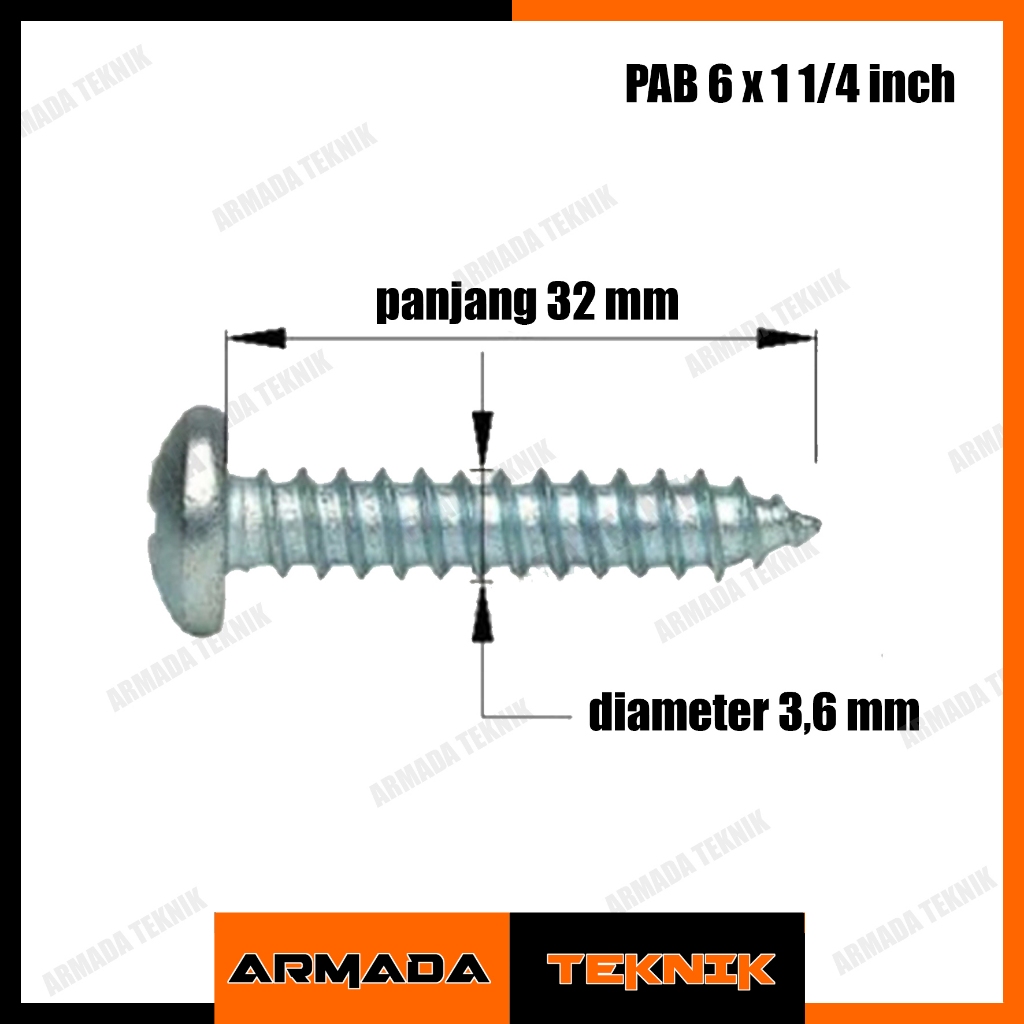 Jual LION Sekrup Skrup PAB 6 x 1 1/4 Tapping Screw Panjang 32 mm ...