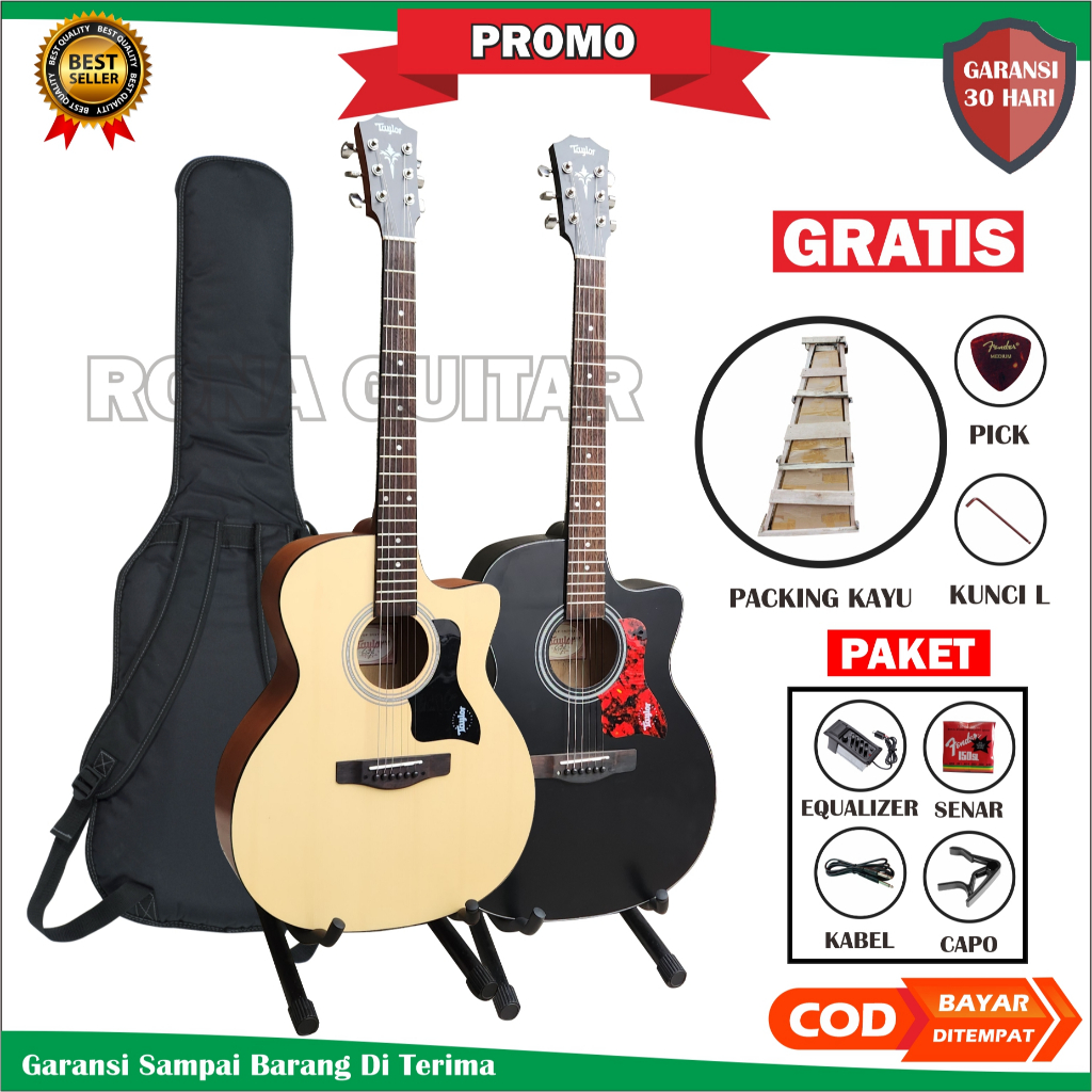 Jual Promo Gitar Akustik Elektrik Tanam Besi Aktif Model Tyylor Jumbo ...