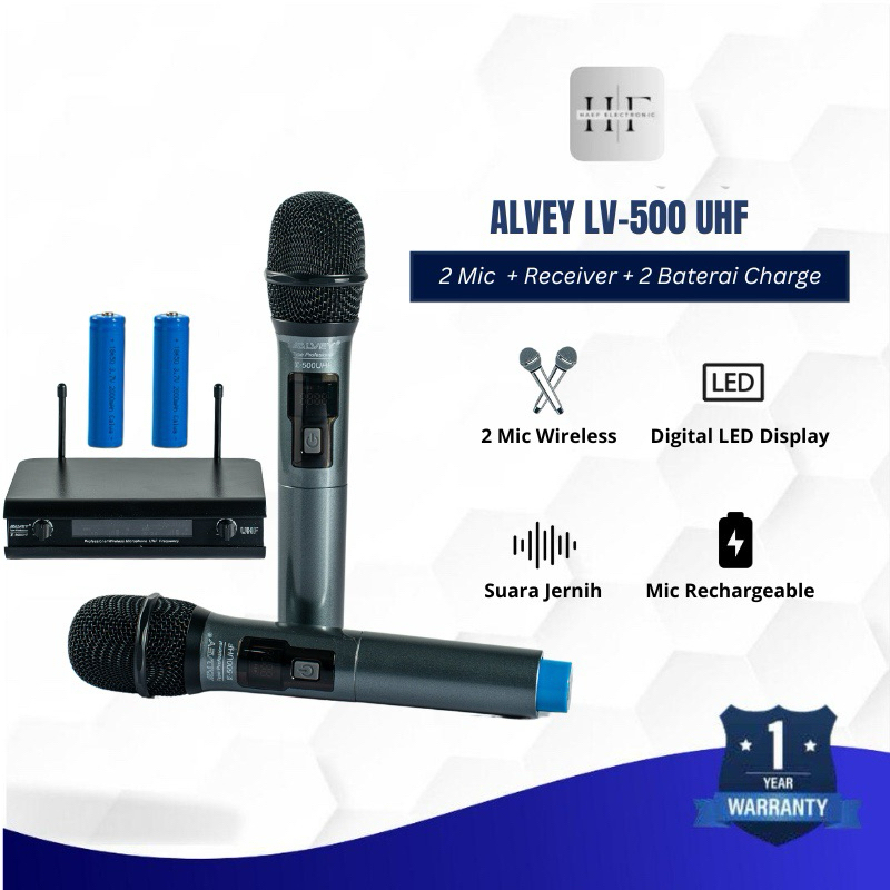 Jual Microphone Wireless ALVEY LV-500 Mic Wireless 2 Mic Bisa Di Charge Anti Feedback HF ...