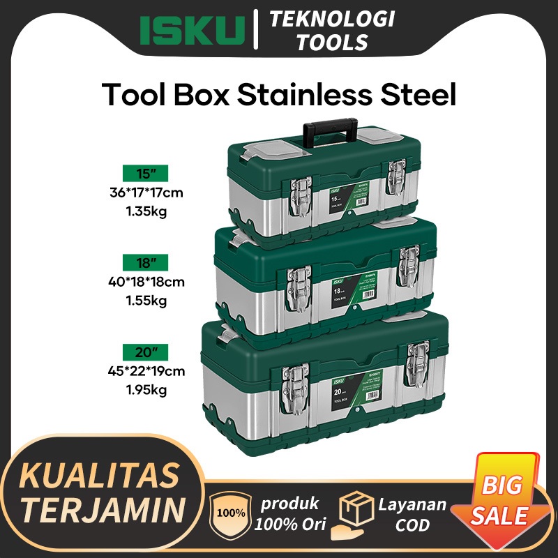 Jual ISKU Tool box Besar 20 Inch Box Alat Perkakas Tool Box Bahan Stainless Steel Kotak Perkakas ...