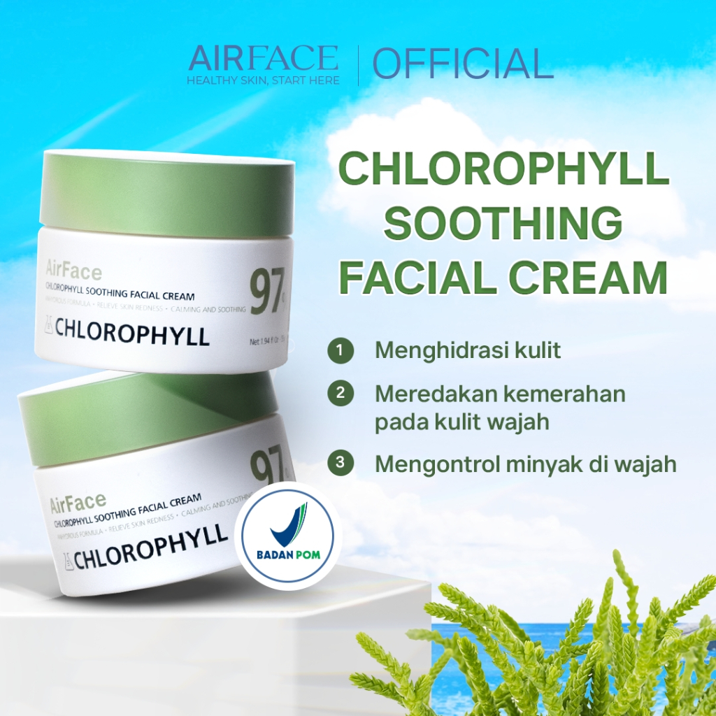Jual AirFace Chlorophyll Soothing Facial Cream 55gr Gel Moisturizer ...