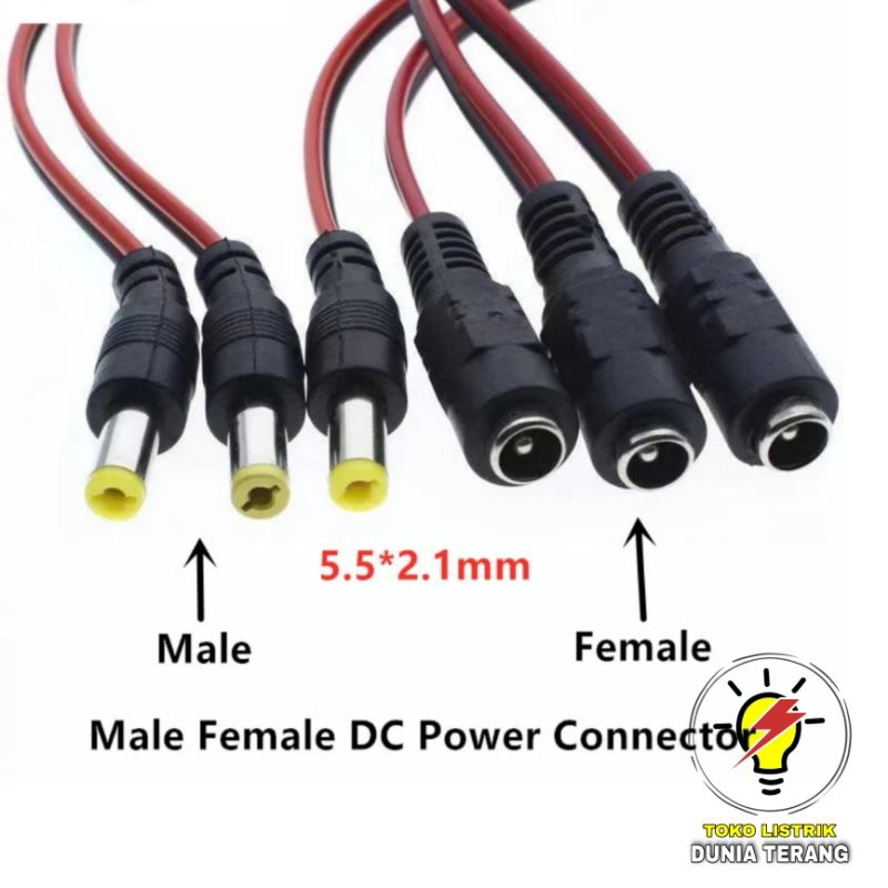 Jual KABEL JACK DC 12V MALE FEMALE 5.5X2.1 MM POWER CONNEKTOR POWER ...