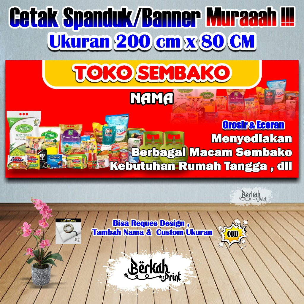 Jual Spanduk Banner Toko Sembako Ukuran 2 meter x 80 cm | Shopee Indonesia